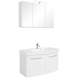 Badmöbel-Set Welltime "Florida", weiß, Kastenmöbel-Sets, Waschplatz Breite 100 cm und Spiegelschrank