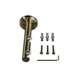 Doppeltr&auml;ger Liedeco, gold (messingfarben, antik), L:12cm &Oslash;:1,6cm, Gardinenstangenhalterungen, f&uuml;r Gardinenstangen &Oslash; 16 mm