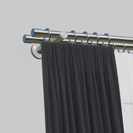 Gardinenstange Indeko "Linz", silber (edelstahlfarben), L:240cm Ø:20mm, Stahl, Gardinenstangen, Komplett-Set inkl. Montagematerial