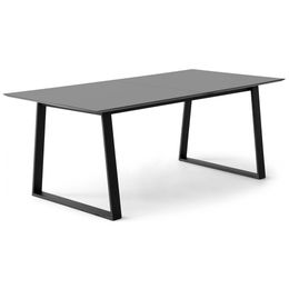 Esstisch HAMMEL FURNITURE "Meza Designtisch mit Auszugsfunktion und 2 Einlegeplatten", grau (graphit, schwarz, graphit), B:210cm H:73,5cm, Tischplatte: Graphit nanobehandeltes Fenix-Laminat (schwarzer Rand), Gestell: Pulverbeschichtetes schwarzes Metall, RAL9005 matt. Mit nanobehandeltem Laminat, einer matten, seidigen Oberfläche, die Fingerabdrücke abweist und langlebig und hygienisch ist., Tisch