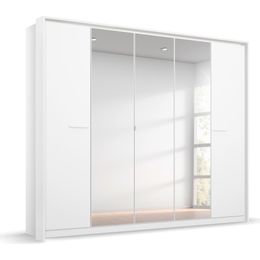 Drehtürenschrank Rauch "Kleiderschrank Schrank Garderobe Wäscheschrank Ankleide OTELI", weiß, B:230cm H:212cm T:58cm, Holzwerkstoff, Schränke, mit Mittelspiegel und Passepartout optional mit Beleuchtung