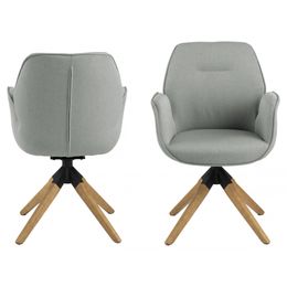 Esszimmerstuhl ACTONA GROUP "Alma", grau (hellgrau, eiche gebeizt), B:60,5cm H:91cm T:58,5cm, 100% Polyester, Stühle, mit eleganten Kedern, Drehstuhl mit Rückholfunktion