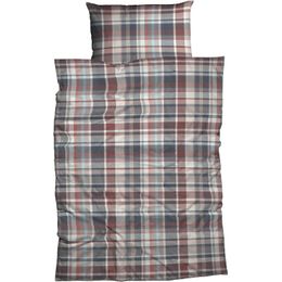 Bettwäsche CASATEX "Silan", beige (beige, ecru), B/L: 155cm x 220cm, 1 Stk., 1 Stk., Biber, B/L: 80cm x 80cm, 2 Stk., Biber, Obermaterial: 100% Baumwolle, Bettwäsche, zeitloses,rustikales Design, markante Karos, warme Farbtöne