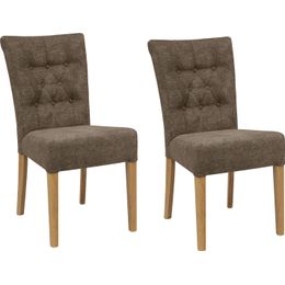 Polsterstuhl Home Affaire "Queen", braun (braun, natur), B:46cm H:93cm T:64cm, Polyester, Stühle, Esszimmerstuhl mit Knopfheftung, 2er, 4er oder 6er-Set