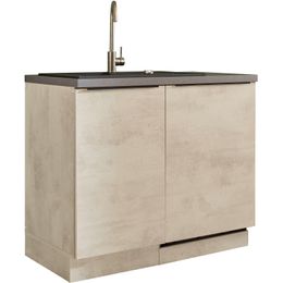 Spülenschrank BASIC BY BALCULINA "Sanibel Spülenschrank, Küchenschrank BxHxT 110x94x60", grau (chromix weiß, anthrazit), B:110cm H:94cm T:60cm, FSC-zertifizierter Holzwerkstoff, Schränke, Breite 110cm, Melaminbeschichtung