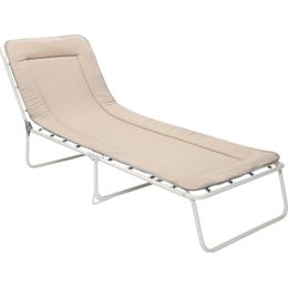 Gartenliege Best "Chiemsee", beige, Obermaterial: 60% Polyurethan, 40% Polyester, Gartenliegen, 4-Fach verstellbar, klappbar, 3-Bein-Liege