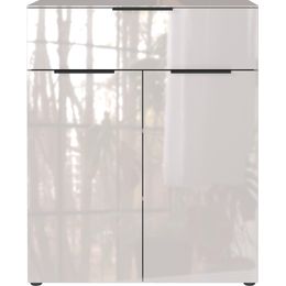 Kombikommode Germania "Oakland mit Glasauflagen", braun (kaschmir), B:83cm T:42cm, Glas, Sicherheitsglas ESG, Spanplatte, Sideboards, Breite 83 cm, mit Schubladen, in vers. Varianten