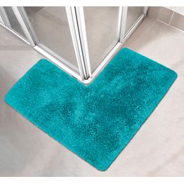 Badematte my home "Sanremo, Badvorleger, Badezimmer Teppich, sehr weich" Gr. 62, blau (aqua), H:30mm, Polyester, Badematten, Badteppich, unifarben, rechteckig, rund & als 3-tlg. Set erhältlich