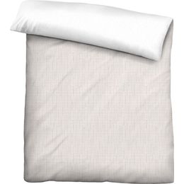 Wendebettbezug Biberna "Mix & Match in Größe 135x200 oder 155x220 cm", braun (beige, punkte), B:200cm L:200cm, Mako-Satin, Obermaterial: 100% Baumwolle, Bettbezüge, Bettbezug aus Baumwolle, gemusterte Bettwäsche mit Wendeoptik