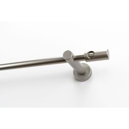 Gardinenstange Garesa "PANDRI", silber (mattchromfarben), L:420cm &Oslash;:20mm, Holzwerkstoff, Metall, Gardinenstangen, Vorhanggarnitur, verl&auml;ngerbar, gerader Knopf mit Ausschnitt