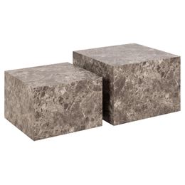 Couchtisch ACTONA GROUP "Dice", hellbraune emperador rau, B:58cm H:40cm T:58cm, Tische, Couchtisch Eckige Couchtische, Couchtischsatz, Schwartz Ocean rau Papier, 2 stk, 58x58x40cm