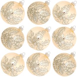 Weihnachtsbaumkugel KREBS GLAS LAUSCHA "KGL03378, Weihnachtsdeko, Christbaumschmuck, Christbaumkugeln Glas", gold (goldfarben), &Oslash;:8cm, Glas, Weihnachtsbaumkugeln, aus Glas, mit Blattdekor