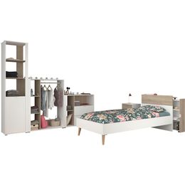 Jugendzimmer-Set Parisot "Parisot Aalborg 4", weiß (023, weiß, 157, japanische eiche), B/H: 90cm x 200cm, Schlafzimmermöbel-Sets