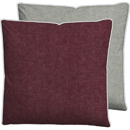 Kissenbezug Biberna "Hermal Flanell mit Reißverschluss, Melange-Optik, Wendekissenbezug", rot (burgund), B:80cm L:80cm, Flanell, Obermaterial: 100% Baumwolle, Kissenbezüge, Feinflanell, Made in Germany zertifiziert, kuschelig weich, mit Paspel