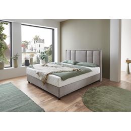 Boxbett "ARLA", beige (creme, grau), B:185cm L:213cm, ATLANTIC HOME COLLECTION, Komplettbetten, Boxspringbett, mit Taschen-Federkernmatratze und Bettkasten