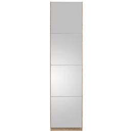 Kleiderschrank Priess "Malaga", braun (nussbaumfarben), B:48cm H:193cm T:54cm, Holzwerkstoff, Schränke, mit Spiegelfront