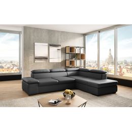 Sit & More Ecksofa SIT & MORE "Alcudia L-Form", schwarz, B:272cm H:73cm T:226cm, NaturLEDER;Spannstoff, Sofas, Ecksofa, mit Armteilverstellung, optional Kopfteilverstellung und Bettfunktion