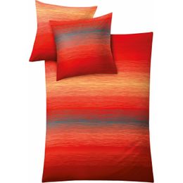 Bettwäsche Kleine Wolke "Chicago", rot, B/L: 135cm x 200cm, 1 Stk., 1 Stk., Mako-Satin, B/L: 80cm x 80cm, Garnitur: 2 Stk., Mako-Satin, Obermaterial: 100% Baumwolle, Bettwäsche, mit fließendem Farbverlauf