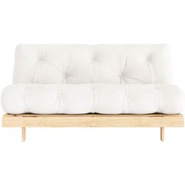 Daybett Karup Design "Roots Sofa Bed, Schlafsofa, Daybett, Bettfunktion, FSC-Massivholz", beige (natural), B:160cm H:85cm, Bezug: 80% Baumwolle, 20% Polyester, Daybetten, Inkl. Futonmatratze. Mehrere Gr&ouml;&szlig;en & Farben, Made in Europe