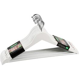 Kleiderbügel Kesper "Formkleiderbügel, 8er Set, FSC", weiß, B:44,5, Massivholz, Kleiderbügel, mit rutschfestem Hosensteg und praktischen Rockkerben