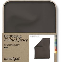 Bettbezug Schlafgut "Knitted Jersey uni, aus Bio-Baumwolle mit Elasthan, Reißverschluss", beige (sand deep), L:200cm, Jersey, Obermaterial: 95% Baumwolle, 5% Elasthan, Bettbezüge, bügelfrei, Mix & Match Bettwäsche: passender Kissenbezug erhältlich