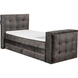 Boxspringbett "Richmond", braun (espresso), B:134cm L:243cm, SET ONE BY Musterring, Komplettbetten, Boxspringbett, versenkbarer TV- Halterung mit Fernbedienung