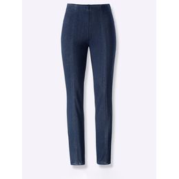 Schlupfjeans COSMA, Damen, Gr. 25, Kurzgrößen, blau (blau, stone, washed), 60% Baumwolle, 30% Polyester, 10% Elasthan, unifarben, lang, Jeans
