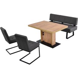 K+w Komfort & Wohnen Polsterbank K+W KOMFORT & WOHNEN "Spider II", grau (mocca 78, schwarz), B:160cm H:88cm T:67cm, Sitzbänke, Sitzsteppung, bequem durch Sandwichbauweise, Metallkufe in schwarz