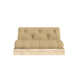 Schlafsofa Karup Design "Flip Sofabed, Made in Europe, mehrere Farben, vielseitig einsetzbar", gelb (wheat beige), B:145cm H:83cm T:98,5cm, Bezug: 80% Baumwolle, 20% Polyester, Sofas, Schlafsofa, inkl. handgefertigte Futonmatratze, FSC-zertifiziertes Massivholz