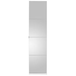 Kleiderschrank Priess "Malaga", weiß, B:48cm H:193cm T:54cm, Holzwerkstoff, Schränke, mit Spiegelfront