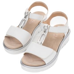 Plateausandale Ara "BILBAO", Damen, Gr. 38, weiß, Nappaleder, unifarben, Schuhe Riemchensandale, Keilsandale, Sommerschuh, Komfortschuh in G-Weite