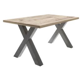 Mäusbacher Esstisch MÄUSBACHER "Mister, TOPSELLER", braun (tischplatte: sandeichefarben), B:140cm H:75cm T:90cm, Tische, Rechteckiger Esstisch Holz-Esstische, Gestell in X-Form