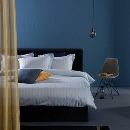 Bettwäsche Damai "Streifsatin in Gr. 135x200, 155x220 oder 200x200 cm", blau, B/L: 200cm x 200cm, 1 Stk., 2 Stk., Mako-Satin, B/L: 80cm x 80cm & 80cm x 80cm, 3 Stk., Mako-Satin, Obermaterial: 100% Baumwolle, Bettwäsche, elegante Bettwäsche aus Baumwolle, Bettwäsche mit Reißverschluss