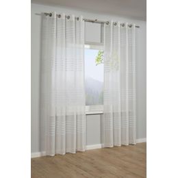 Gardine SEHLBACH "Schal 3-D Streifen" Gr. 1, weiß, B:140cm H:245cm, Polyester, Gardinen, mit Ösen