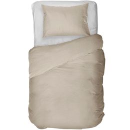 Bettwäsche Kayori "Watari", beige (natur), B/L: 135cm x 200cm, 1 Stk., 1 Stk., Leinen-Perkal, B/L: 80cm x 80cm, 2 Stk., Leinen-Perkal, Obermaterial: 80% Baumwolle, 20% Leinen, Bettwäsche, 65% Baumwolle - 35% Leinen