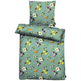 Bettwäsche Apelt "Limone Gots", blau (petrol), B/L: 135cm x 200cm, 1 Stk., 1 Stk., Mako-Satin, B/L: 80cm x 80cm, 2 Stk., Mako-Satin, Obermaterial: 100% Baumwolle, Bettwäsche, Bio-Baumwolle, Pflegeliecht