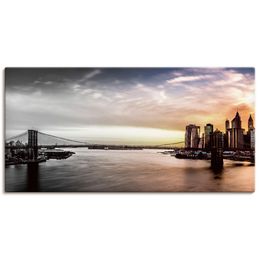 Wandbild Artland "Brooklyn Bridge Panorama", schwarz (farbe bild(er): schwarz), B:60cm H:30cm T:1,8cm, Bilder, als Leinwandbild, Wandaufkleber in verschied. Größen