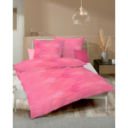 Bettwäsche Kaeppel "Ikat", pink, B/L: 200cm x 200cm, 1 Stk., 2 Stk., Mako-Satin, B/L: 80cm x 80cm & 80cm x 80cm, 3 Stk., Mako-Satin, Obermaterial: 100% Baumwolle, Bettwäsche