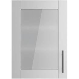 Glashängeschrank KOCHSTATION "KS-Ahus", grau (hellgrau matt, hellgrau), B:50cm H:70,4cm T:34,9cm, Schränke, Glashängeschrank, Breite 50 cm