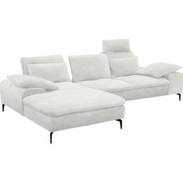 Ecksofa W.Schillig "valentinoo, Designsofa, bequem, elegant und zeitlos, L-Form", wei&szlig; (wei&szlig; z73), B:299cm H:83cm T:178cm, Longlife Xtra-Leder Z73: Naturwalkleder der Luxusklasse aus den erlesensten Rohh&auml;uten. Hautst&auml;rke 1, 1 &ndash; 1, 3 mm, Sofas, Ecksofa, inklusive Hocker, mit Sitztiefenverstellung, Breite 299 cm