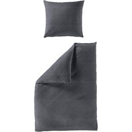 Bettwäsche Bierbaum "Chic Uni", grau (dunkelgrau), B/L: 155cm x 220cm, 1 Stk., 1 Stk., Seersucker, B/L: 40cm x 80cm, 2 Stk., Seersucker, Obermaterial: 100% Baumwolle, Bettwäsche, Schickes Unidesign: Modern und elegant für jedes Schlafzimmer