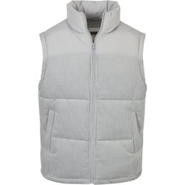 Jerseyweste Urban Classics "Urban Classics Herren Cord Vest", Herren, Gr. L, grau (lightasphalt), 100% Polyester, Rundhals, Westen