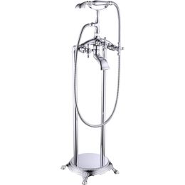 Standarmatur Sanotechnik "RETRO", grau (chrom), B:27cm H:106,8cm T:14,5cm, Metall, Armaturen, freistehende Badewannenarmatur, chrom