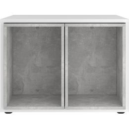 Couchtisch FMD "Joker 2", weiß (weiß, beton la, weiß, weiß), B:67,5cm H:50cm T:67,5cm, Tische, Couchtisch Eckige Couchtische
