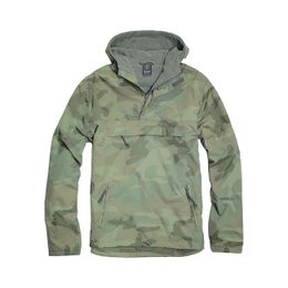 Anorak Brandit "Brandit Herren Fleece Pull Over Windbreaker", Herren, Gr. M, grün (olive camouflage), 100% Polyester, mehrfarbig, normal, ohne Ausschnitt, Jacken