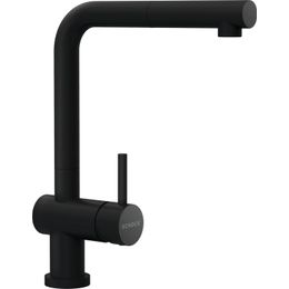 Küchenarmatur Schock "Epos W", schwarz (puro), B:21,5cm H:31,5cm Ø:5,1cm, Messing, Armaturen, Chrom, Vorfenstermontage, ausziehbarer Auslauf, Niederdruck