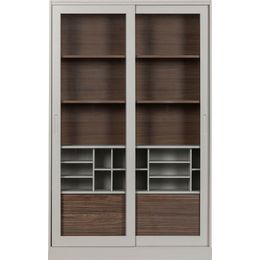 Vitrine Woood "James", weiß, B:125cm H:200cm T:47cm, FSC-zertifizierter Holzwerkstoff, Schränke, mit Glas, viel Stauraum, H 200 cm x B 125 cm