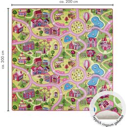 Kinderteppich ANDIAMO "Straße, LAGERRÄUMUNG" Gr. 5, bunt (pink, höhe 7 mm), B:200cm H:5mm L:200cm, Kunstfaser, Teppiche, Straßen-Spiel-Teppich, Sonderposten, für Mädchen & Jungen