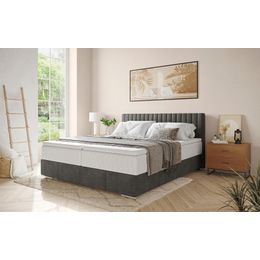 Boxbett Inosign "Thor mit Bettkasten, inkl. Matratze, Topseller", braun (aqua clean pascha 412 rock), B:186cm L:208cm, Baumwolle, Polyester, Komplettbetten, Boxspringbett, Topper und Zierkissen, in verschiedenen Härtegraden verfügbar