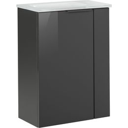 Waschtisch Fackelmann "SBC", grau (anthrazit, anthrazit matt), B:45cm H:61,5cm T:25cm, Glas, Holzwerkstoff, Waschtische, bestehend aus Becken und Unterbau, Breite ca. 45 cm